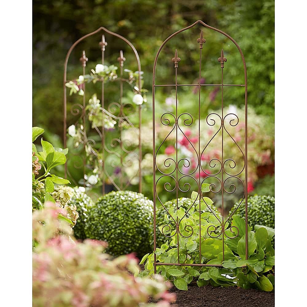 Pair of Fleur de Lys Trellises Museum Selection Brown Mild Steel ...