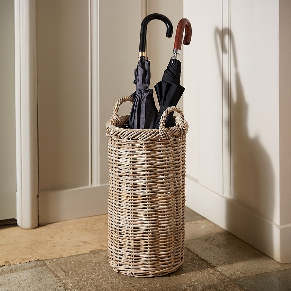 Victorian Inspired Country Natural Rattan Umbrella Basket Museum Selection