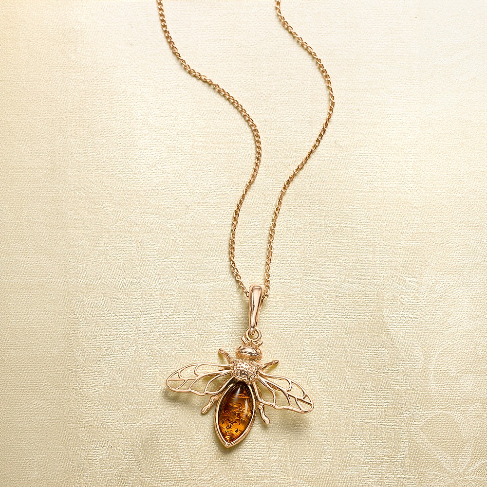 Gold-Plated Silver Amber Bee Pendant | Museum Selection
