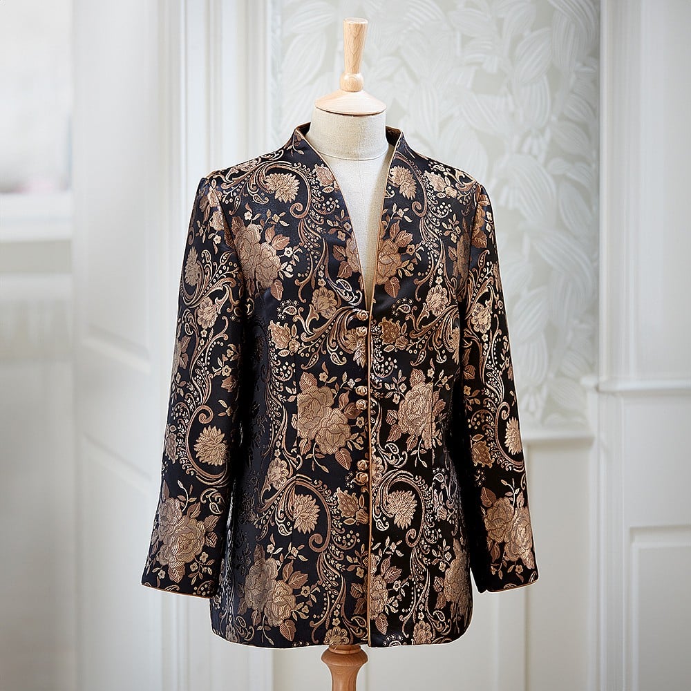 Floral Black & Gold Floral Brocade Jacket | Museum Selection