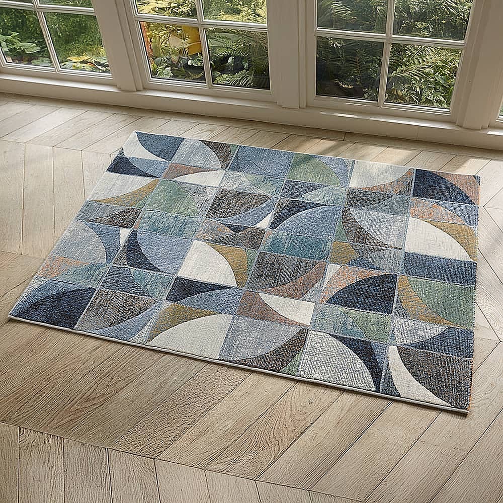 Gladky Blue, Taupe & Cream Cubist Rug | Museum Selection