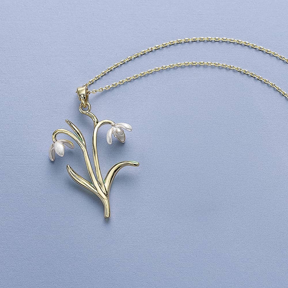 Gold-Tone Snowdrop Enamel Pendant | Museum Selection