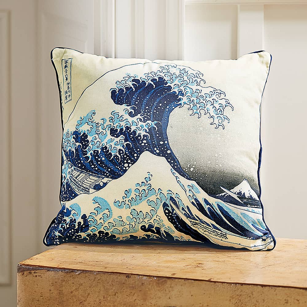 Great Wave Printed Cotton Cushion | Museum Selection